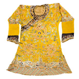 Imperial Embroidered Yellow Silk Twelve Symbol Dragon Robe For An ...