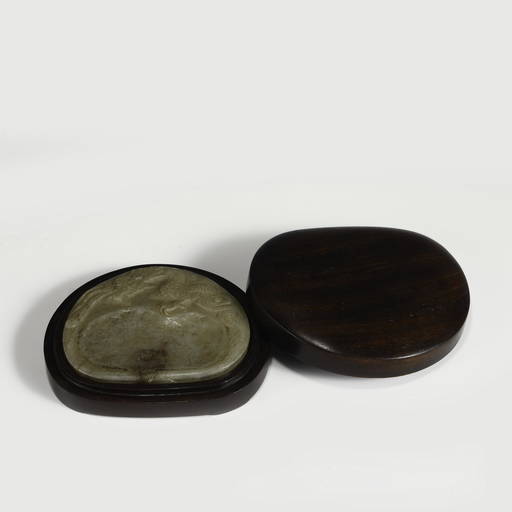 Jade Ink Stone Uin Hardwood Box