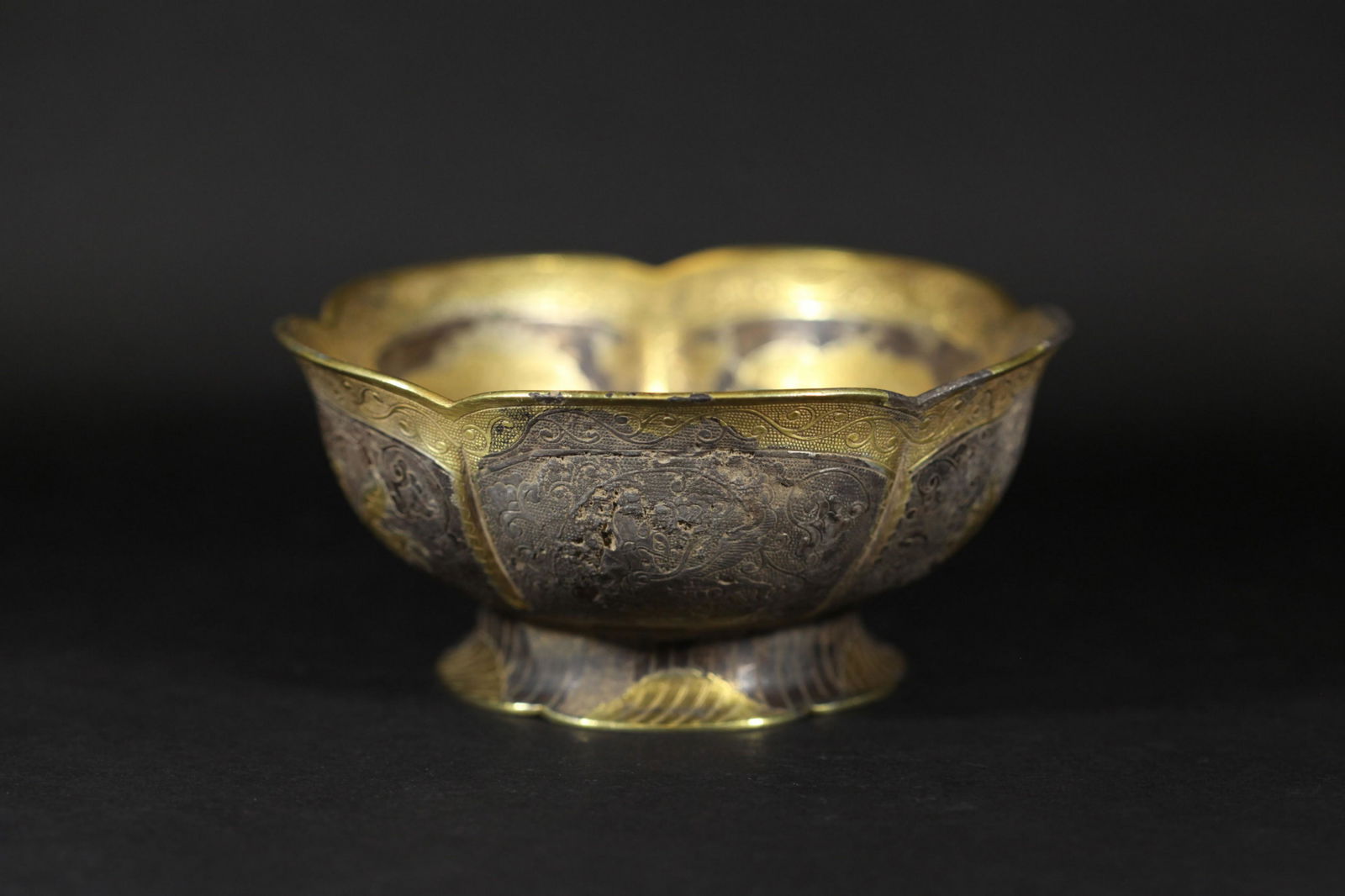 Tang Dynasty Silver Gilt Five Petal Bowl
