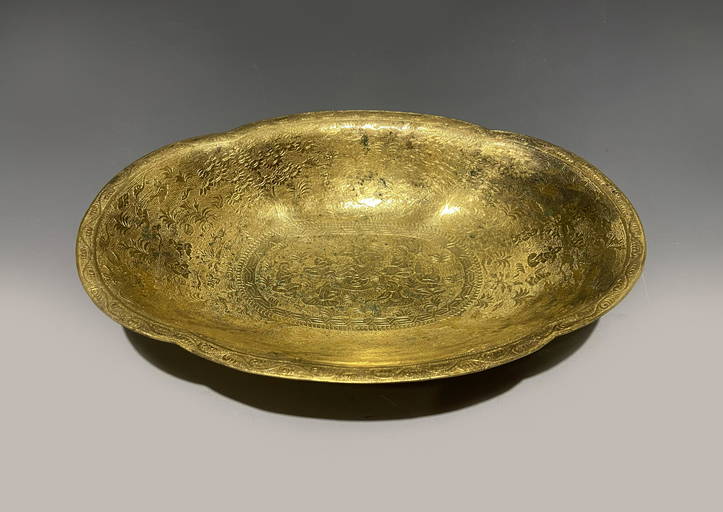 Tang Dynasty Gilt Plate With Carvings