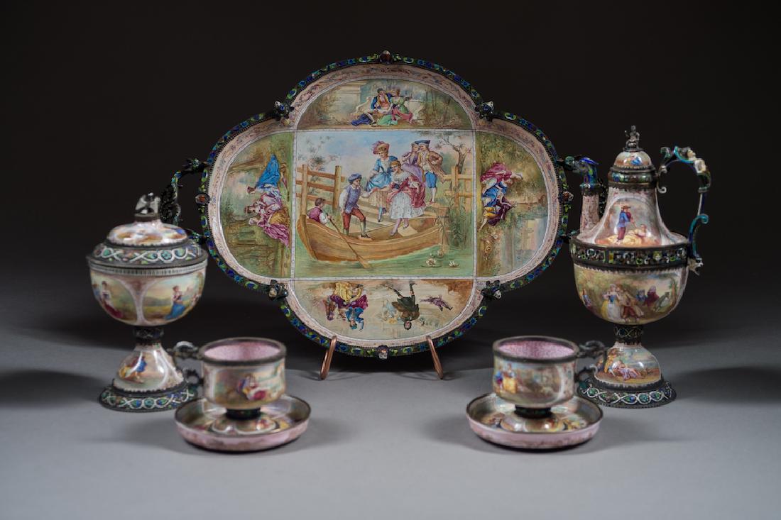 Viennese Silver Enamel Tea Service