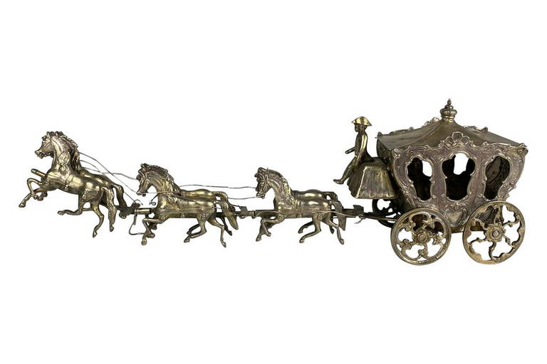 Silver Carriage And Horses Belgian Hallmark