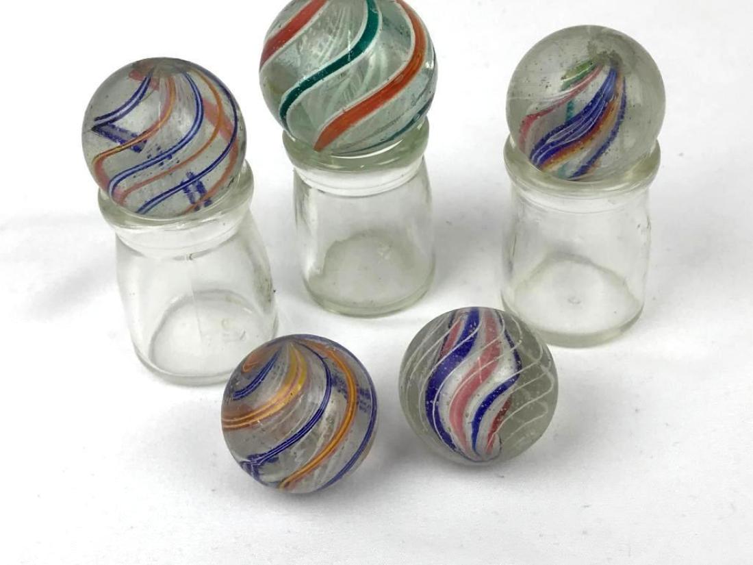 Five Antique German Hand Made Shooter Marbles