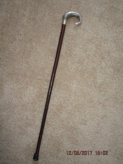 Vintage Gentlemans Silver-headed Engraved Cane