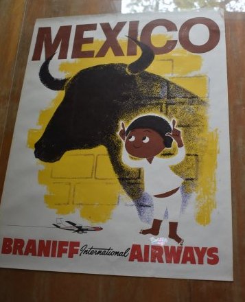 Vintage Braniff Airways Mexico Travel Poster