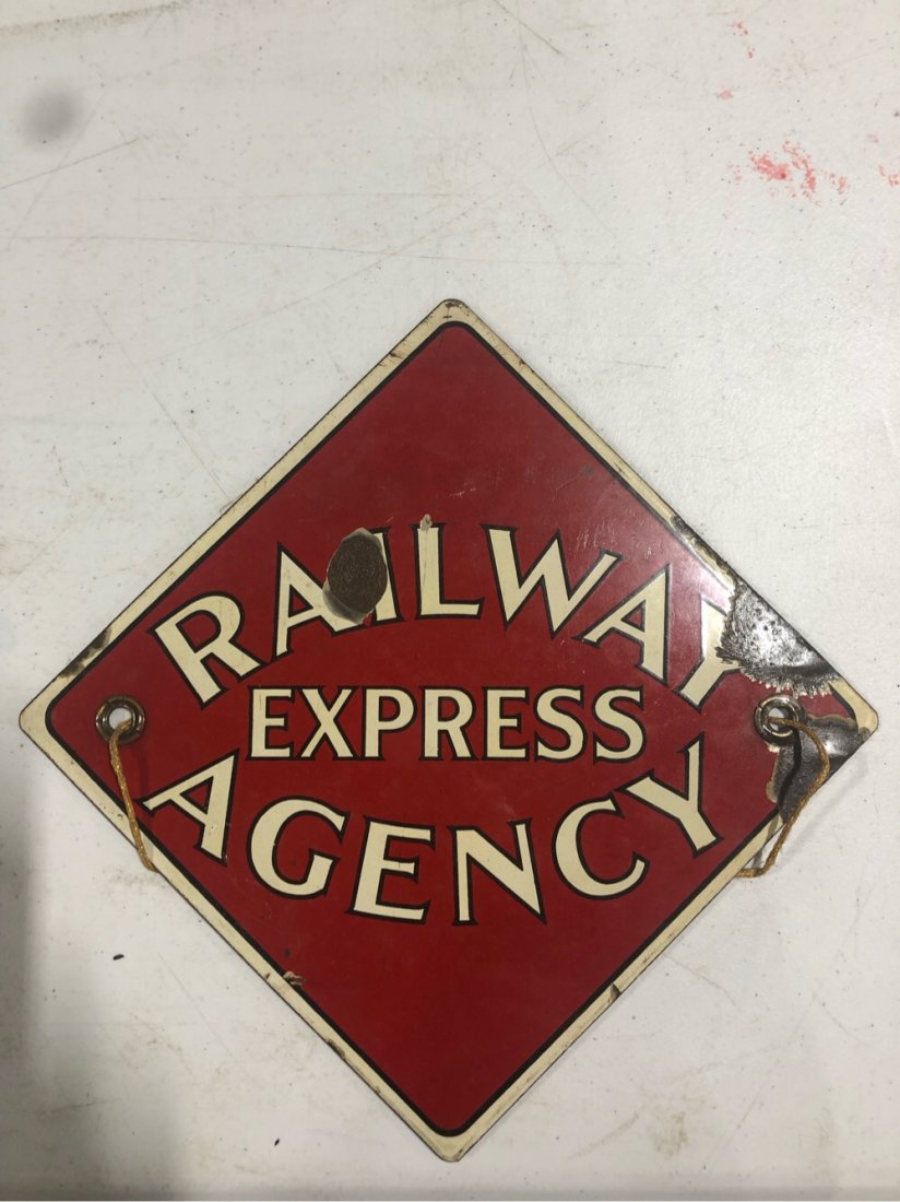 Authentic Vintage Railway Express Agency Rail Sign