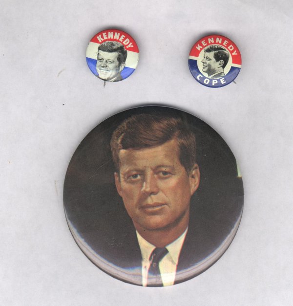 20A: 3 Political Pictorial Pins: JFK 1960