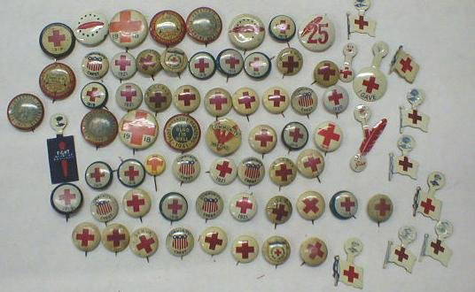 54 Red Cross Pins & Tabs, And Others, 74 Pcs