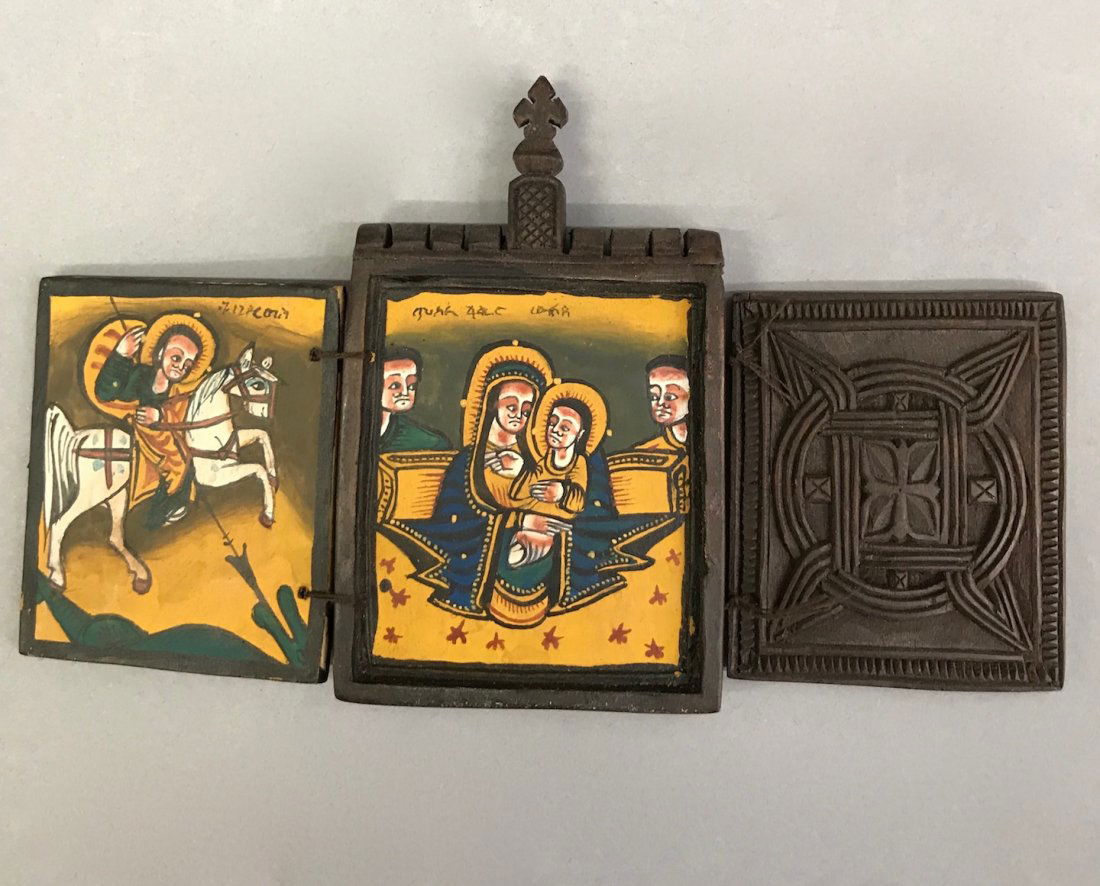 Ethiopian Coptic Hand Painted Wooden Altar Icon