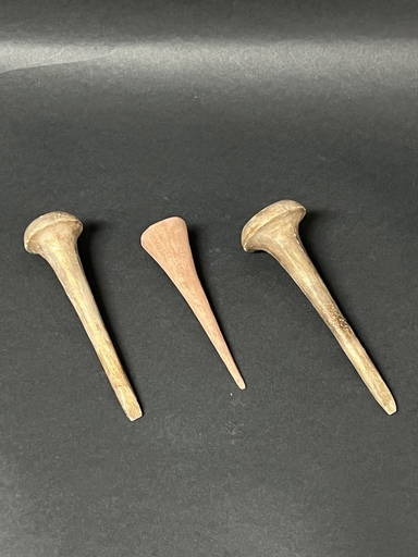 Carved Wood Angel Instrument Set Of 3 Sculpture