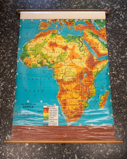 Vintage Benefic Press Pull Down Map Of Africa