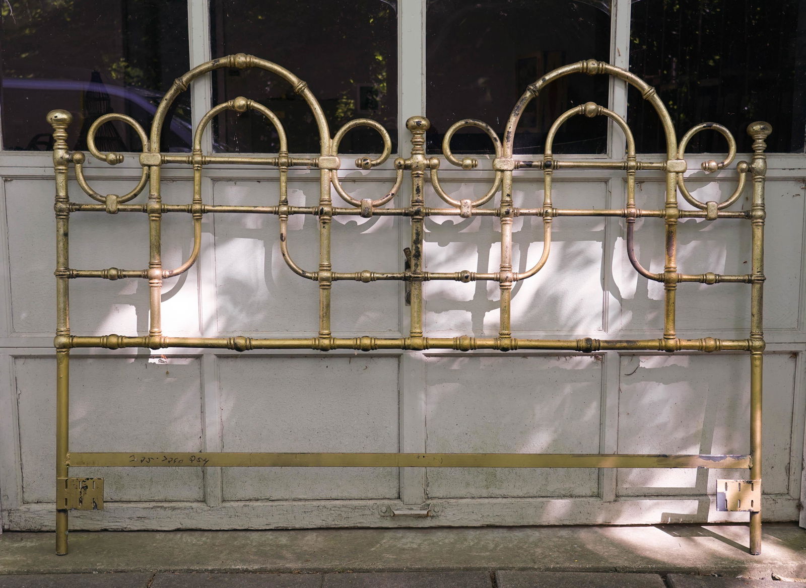 King Size Vintage Metal Headboard In Faux Brass