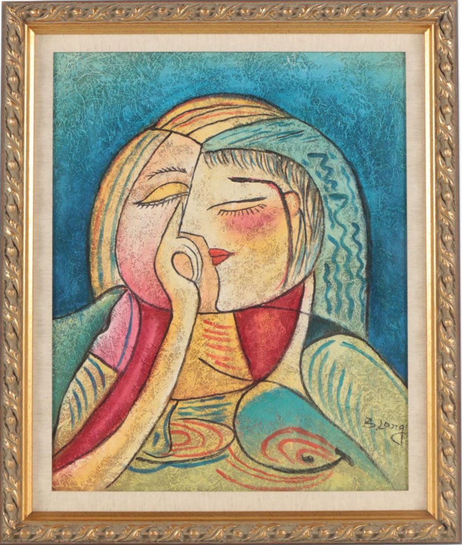 Modern Cubist Impasto Portrait by Benjamin Long