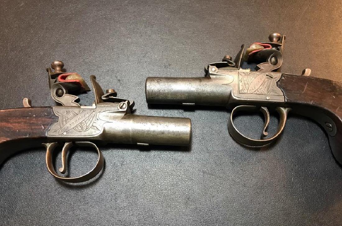 Matched Pair James Oxborrow Flintlock Muff Pistols 1825