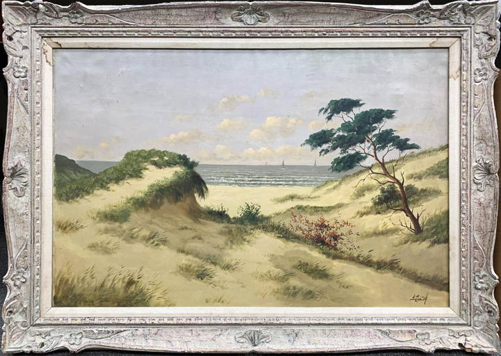 Landscape Oil Painting Of Shoreline By Arthur Block