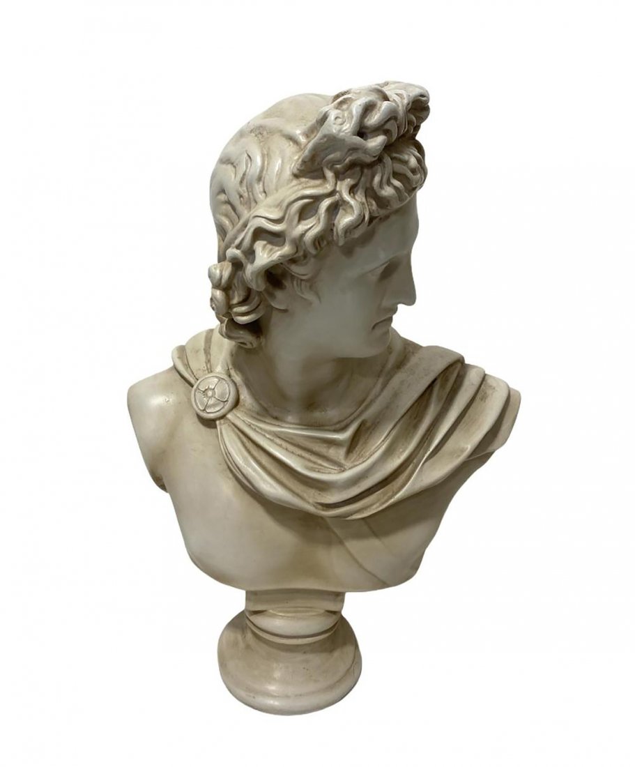 Large Bust Sculpture Leochares' Roman Apollo Belveder