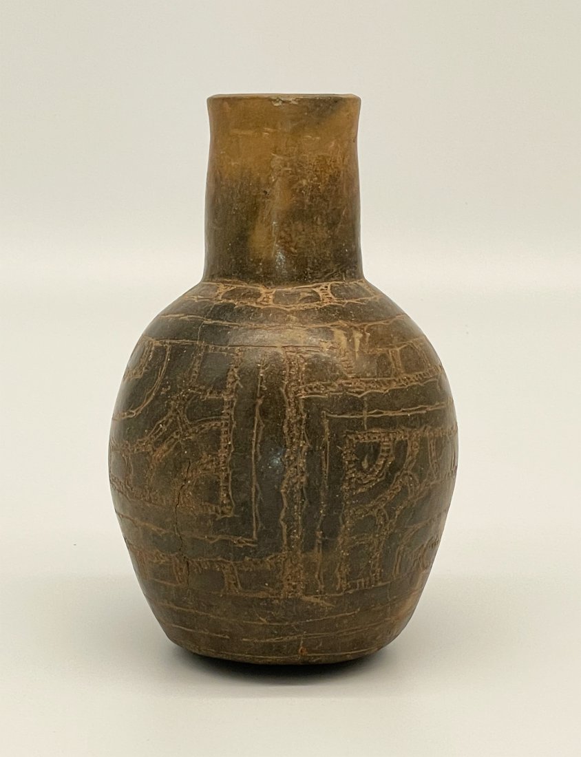 Native American, Mississippian, Incised Pottery Flask (#0220) on Oct 03 ...