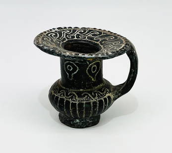 Ancient Etruscan Bucchero Handled Vessel