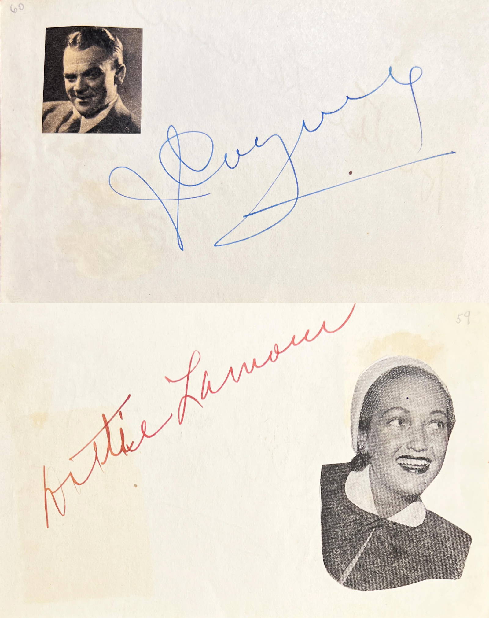 James Cagney & Dorothy Lamour Autograph Signatures Auction