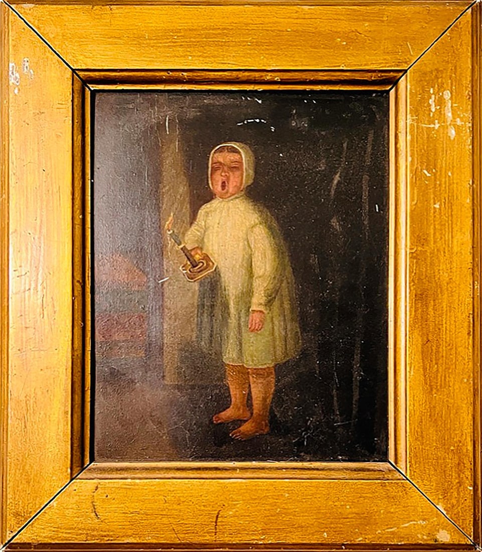 Rare Joshua Johnson Portrait Oil Painting Yawning Child Auction