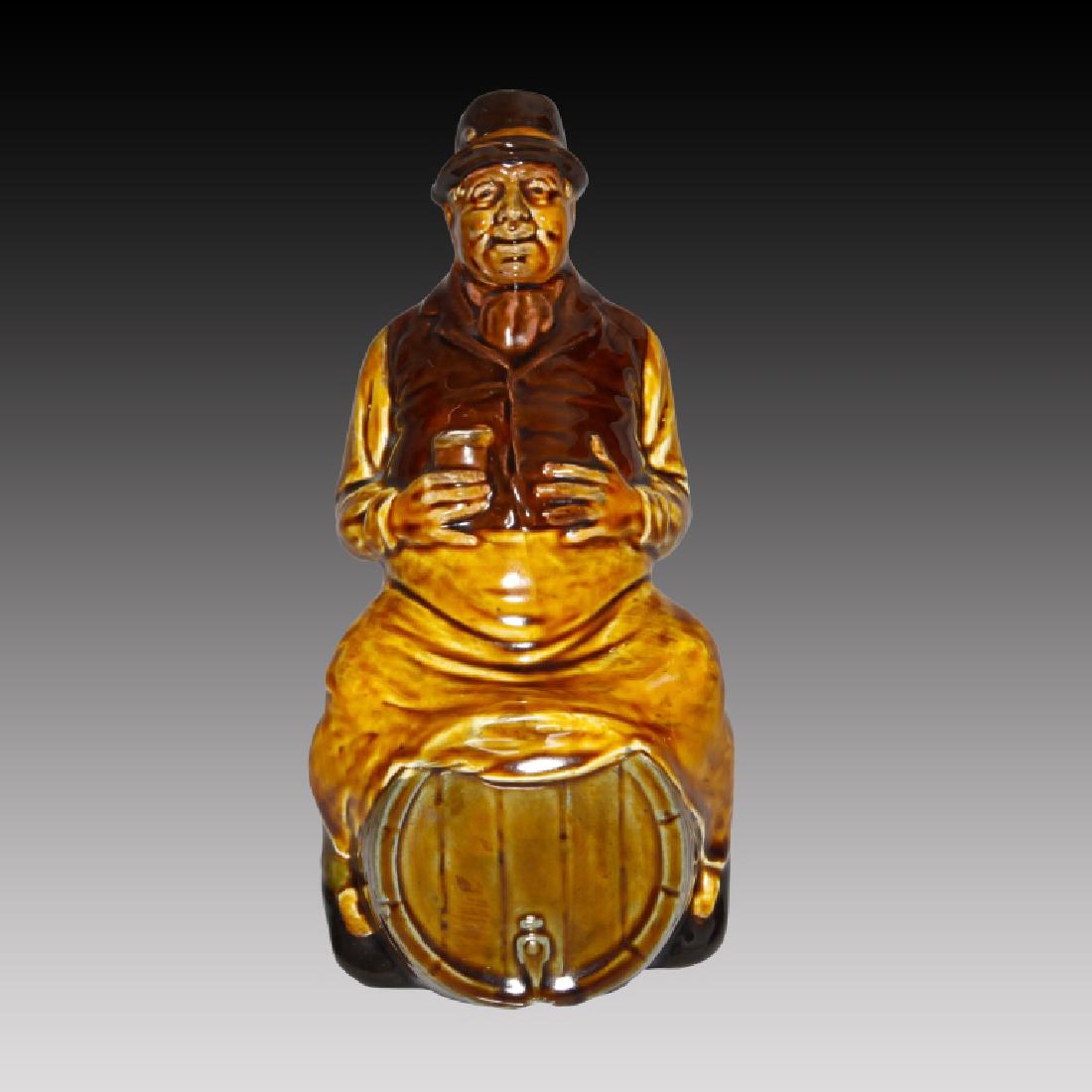 Doulton Kingsware Bacchus on Whiskey Barrel Flask