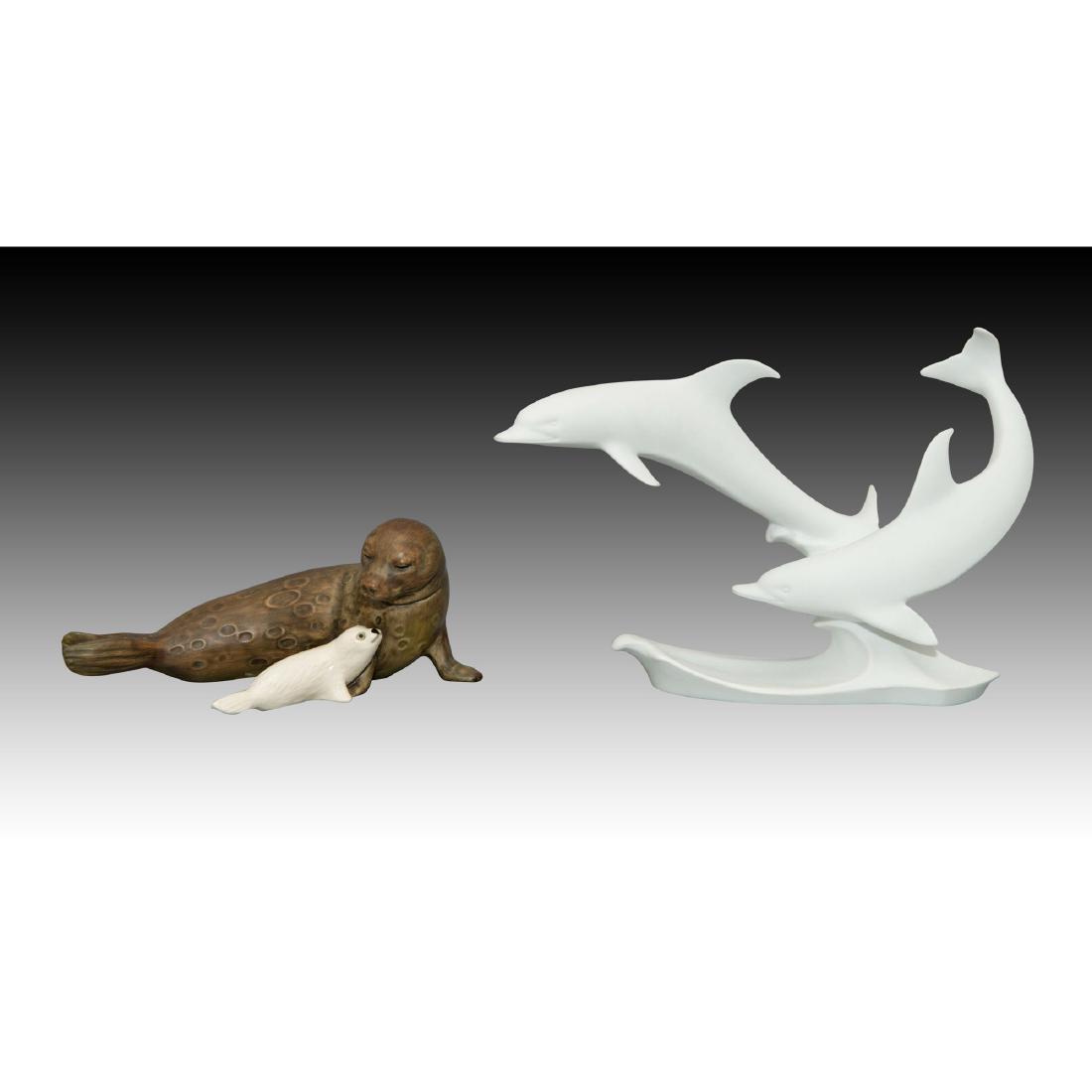 Kaiser Dolphins And Goebel Seal Figurines