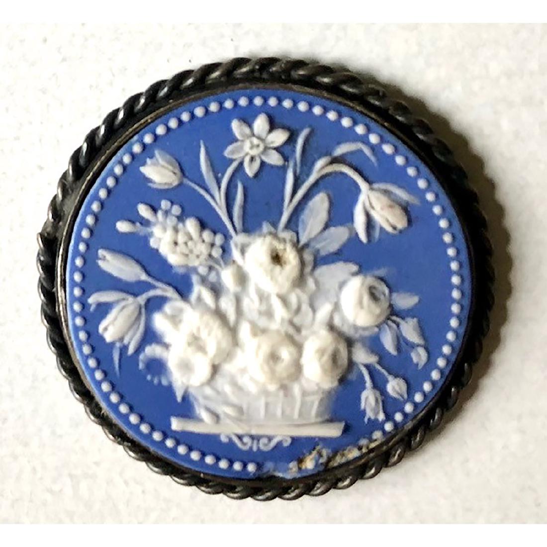 2 RARE BASKET BUTTONS INCL DIV 1 JASPERWARE