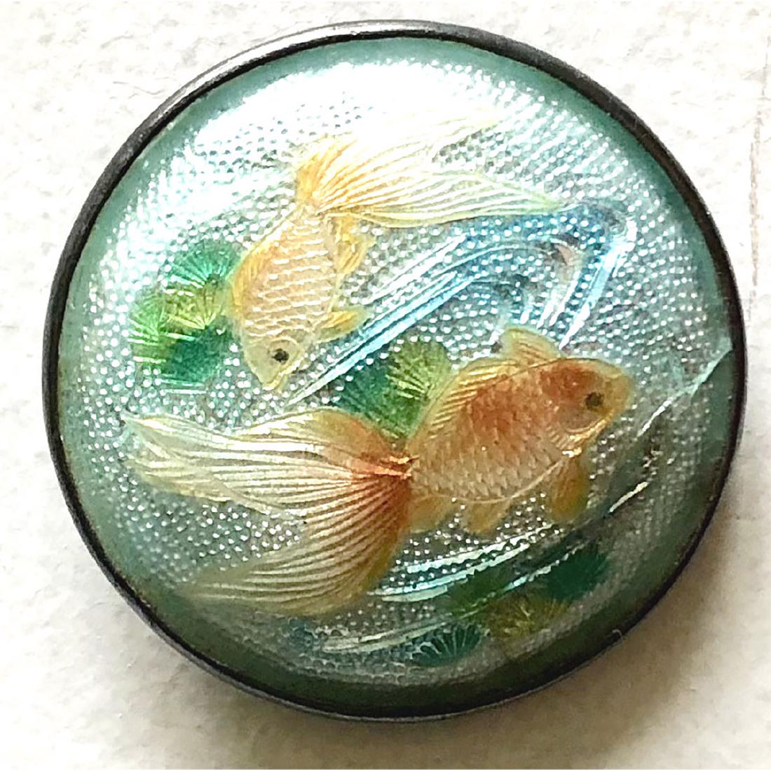 MEDIUM GIN BARI ENAMEL GOLDFISH BUTTON