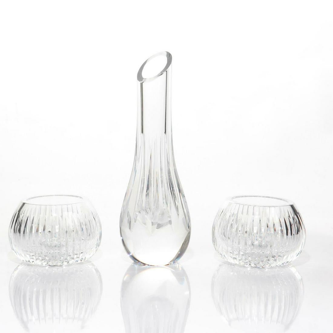 Baccarat Crystal Bud Vase, 2 Atlantis Crystal Bowls