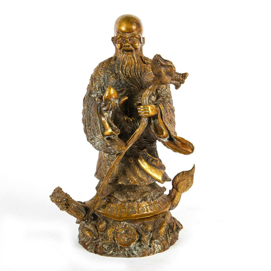 Vintage Chinese Cast Bronze Metal Shou Lao God Of
