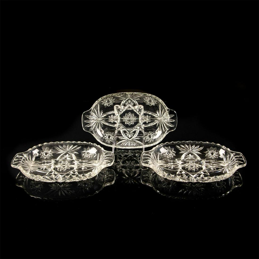 3 Vintage Clear Glass Serving Tray