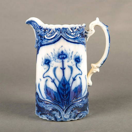 Gater Hall & Co. England Flow Blue Floral Pitcher