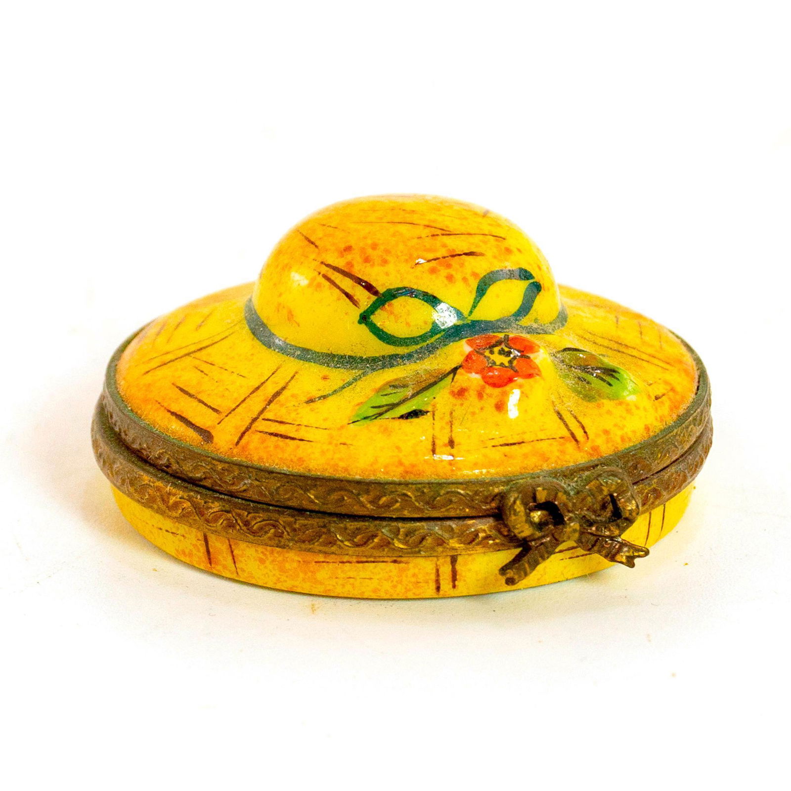 Vintage Limoges Peint Main Trinket Box, Sun Hats