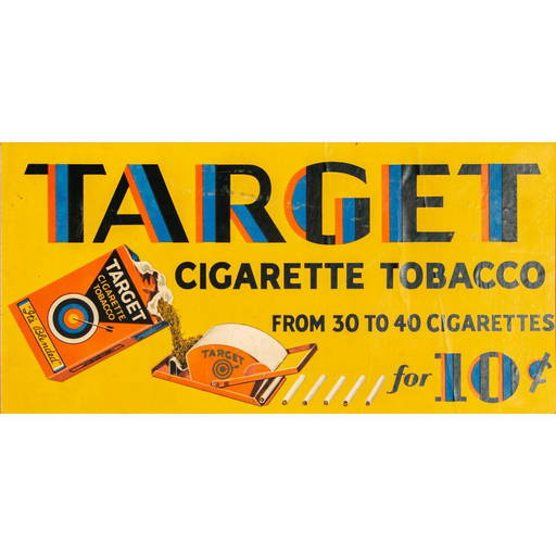 Vintage 1940s Target Cigarette Tobacco Advertisement Poster