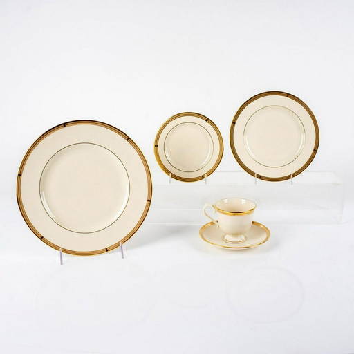 5pc Lenox Porcelain Tableware Set, Golden Weave