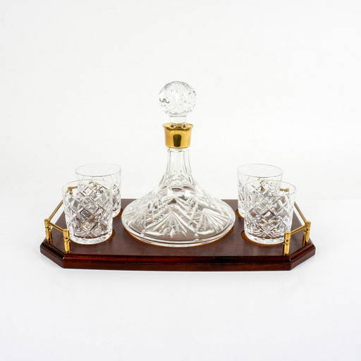 Waterford Crystal Captain's Decanter Bar Set With Tray