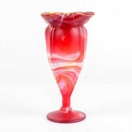 Vintage Red Matte Art Glass Vase