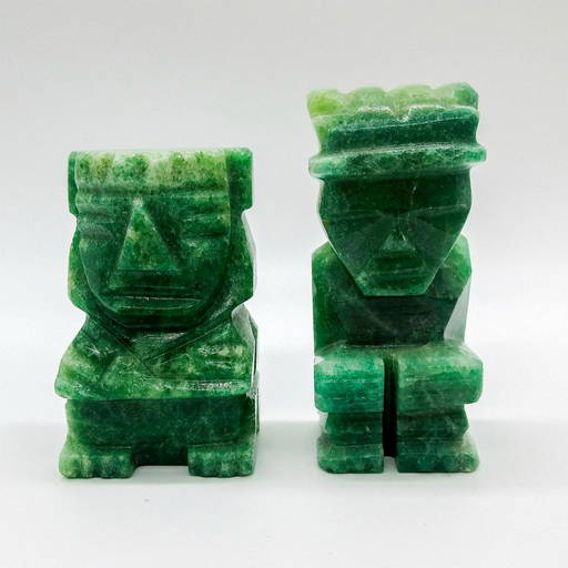Pair of Small Jade Carved Aztec Theme Figurines (#0346) on Dec 18, 2022 ...