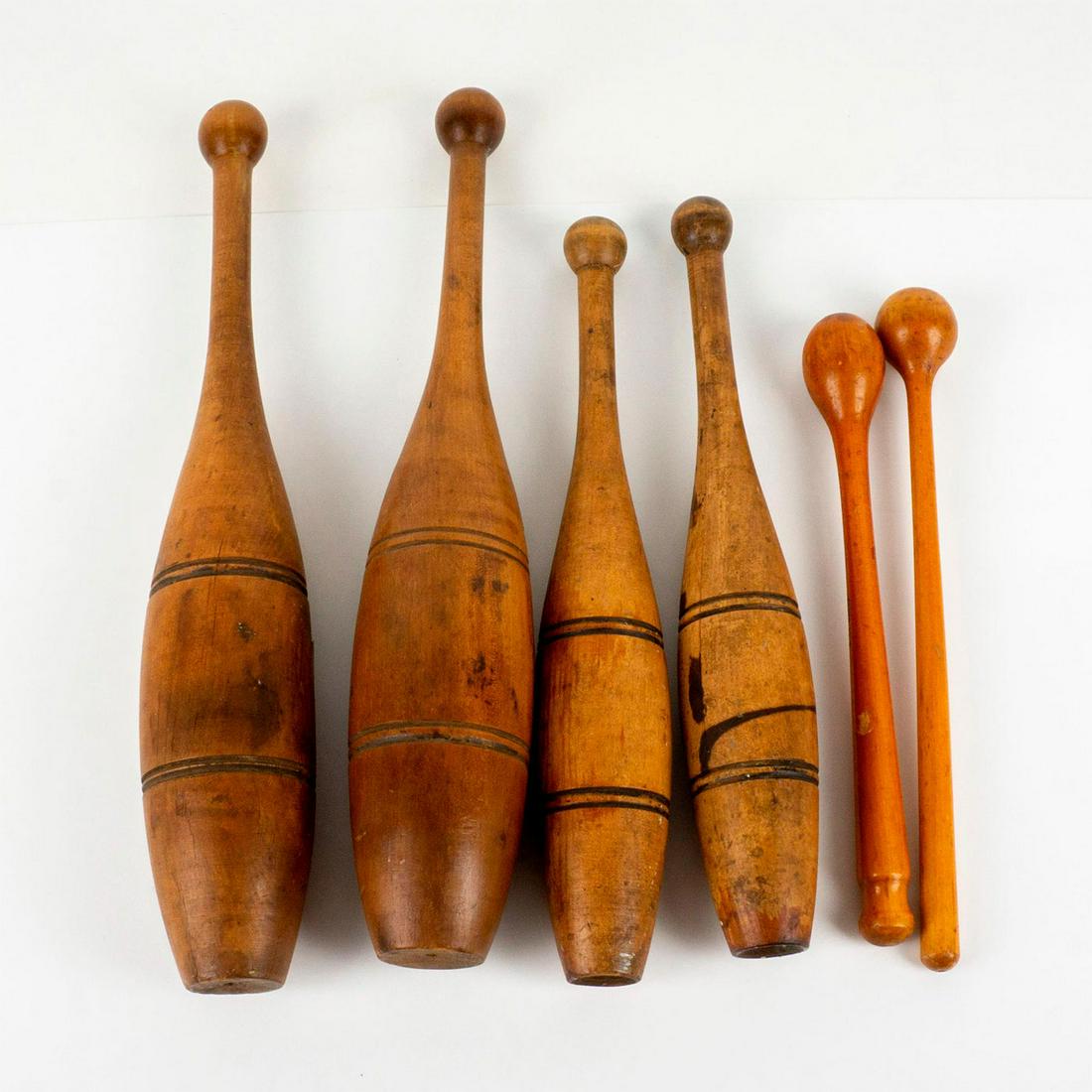 6pc Antique Wooden Juggling Or Exercise Pins