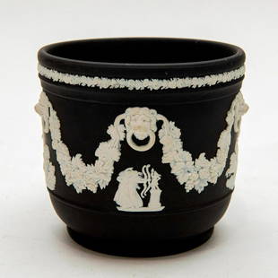 20th C. Wedgwood Jasperware Cache Pot, Sacrifice Figures