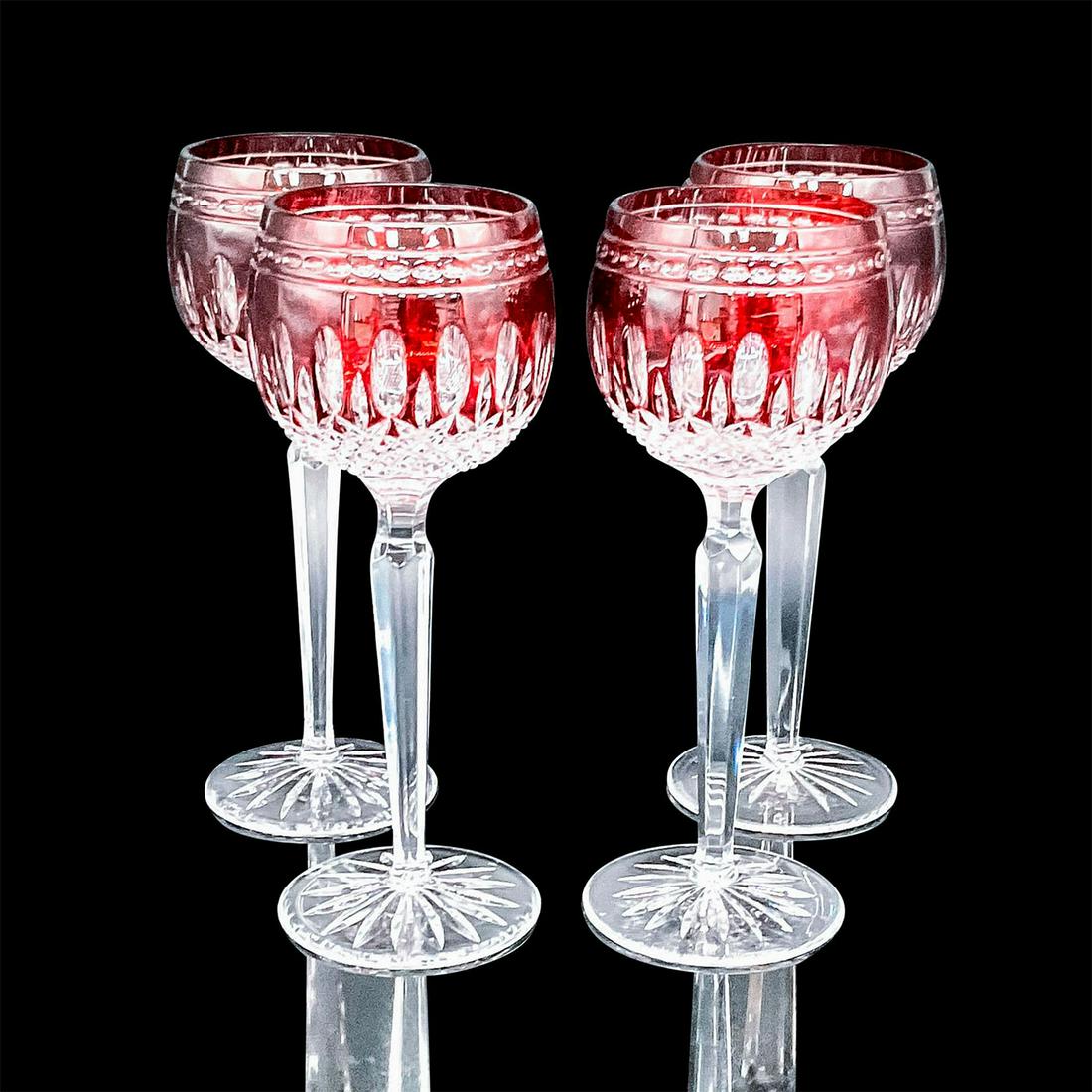 4pc Waterford Crystal Clarendon Ruby Hock Wine Glasses (#0382) on Apr ...