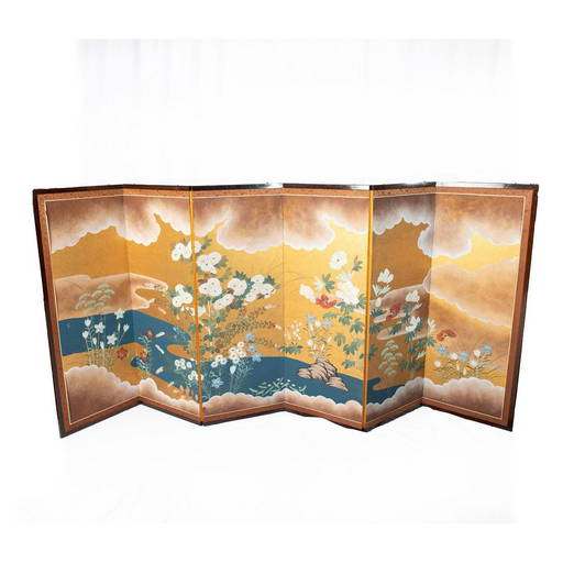 Chinese Wood And Paper Folding Screen