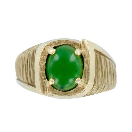 Designer Yellow Gold And Jade Ring