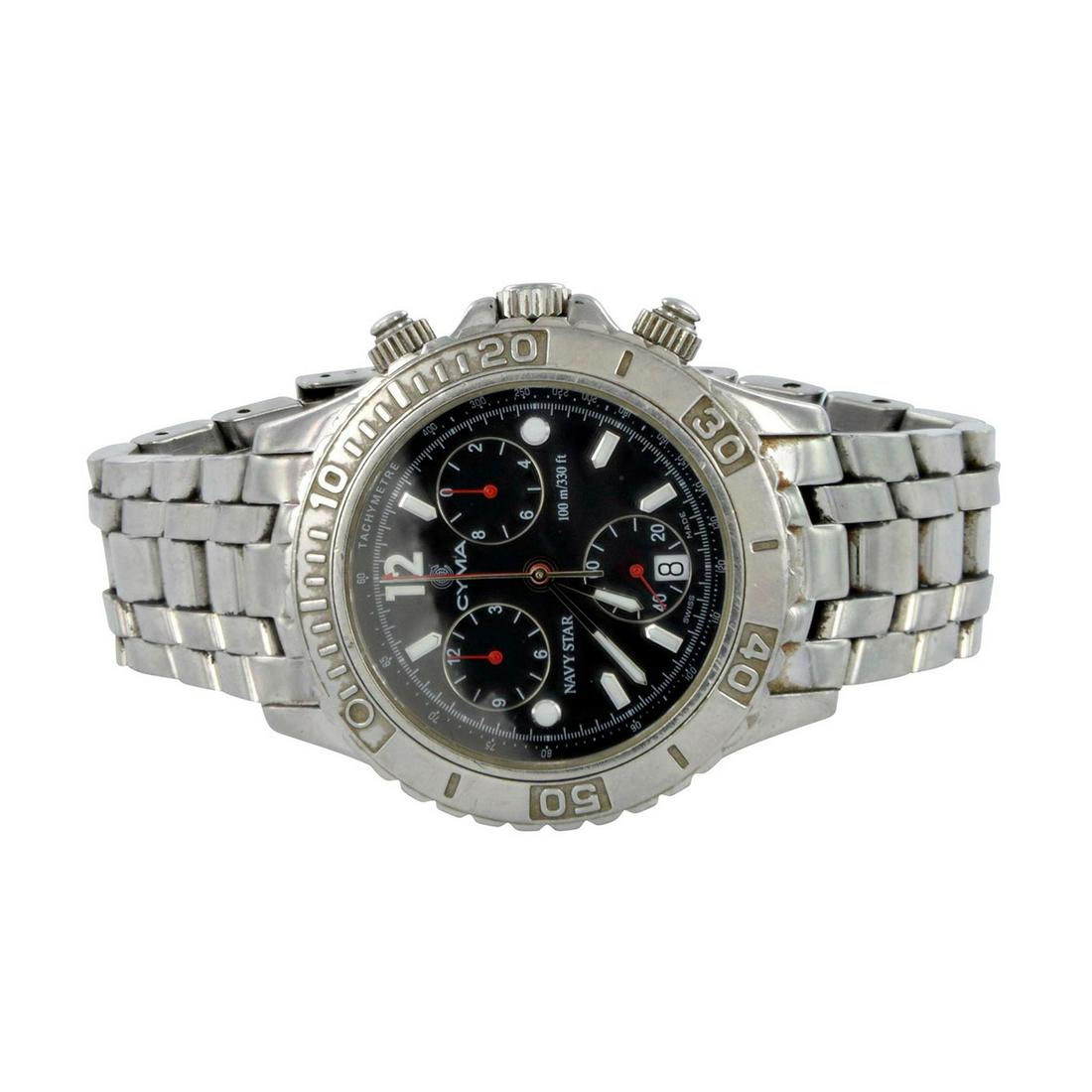 Cyma Swiss Navy Star Chronograph Men's Stainless Steel Watch