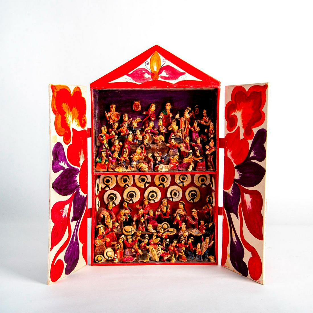 Peruvian Folk Art Painted Retablo Santero Box