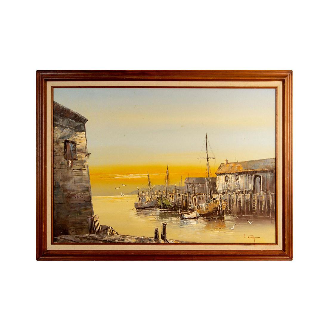 Paolo Stirrat (sardinian, 20th C.) Maritime Oil Painting On Canvas, Signed
