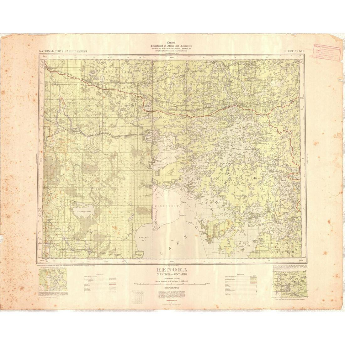 Usbm Map, Kenora Manitoba-ontario, Canada Auction