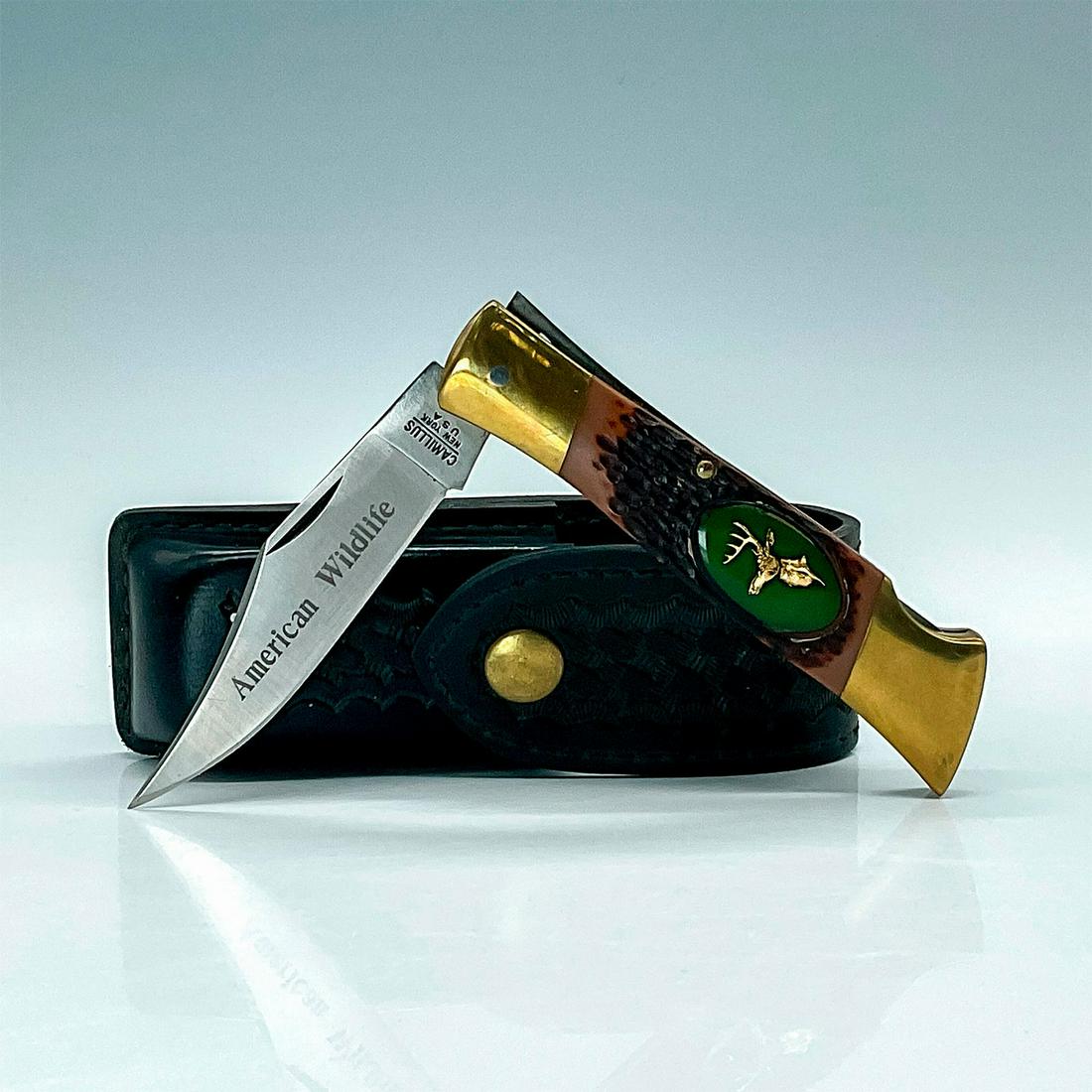 Camillus Ny Delvin American Wildlife Lockback Knife W/sheath