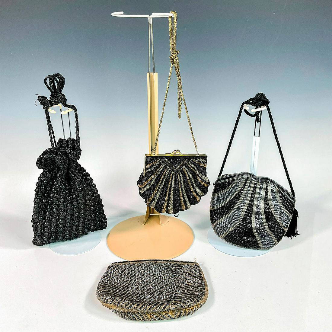 4pc Vintage Black La Regale, Walborg, And Genie Purses Auction