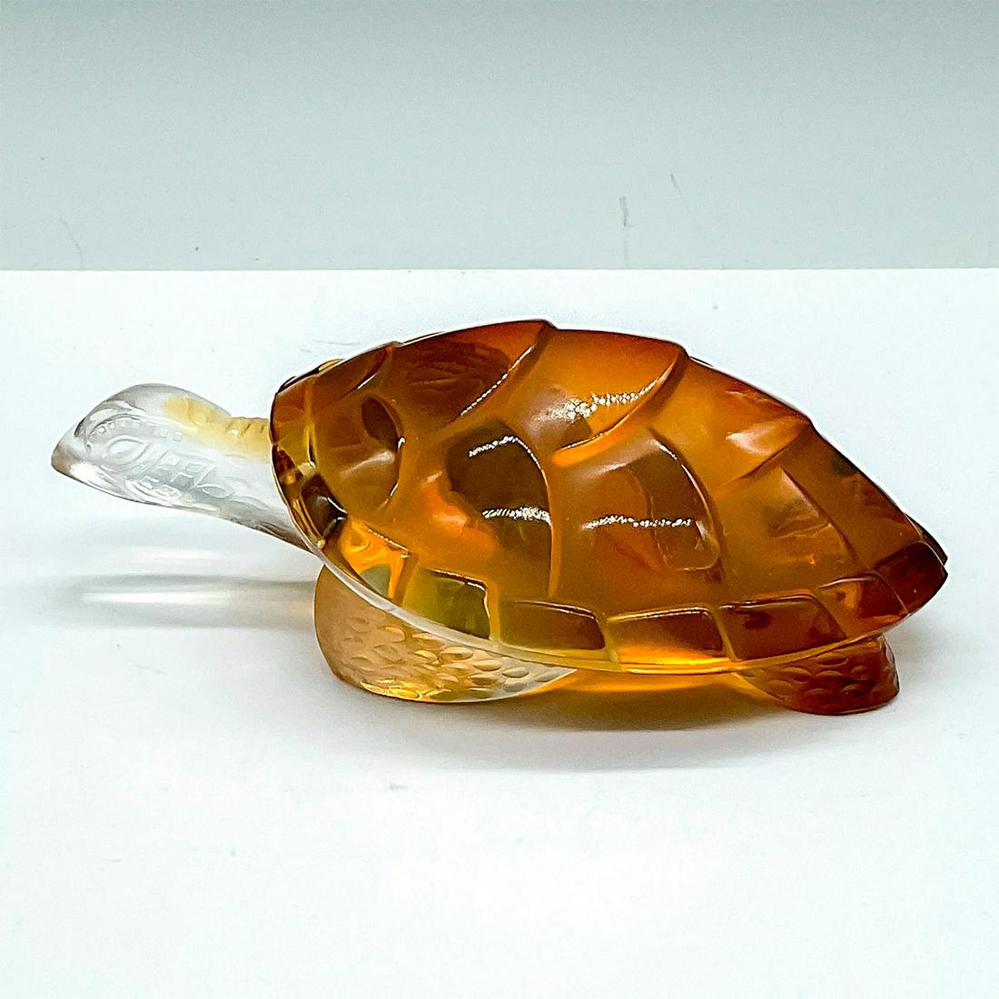 Lalique Crystal Amber Turtle Figurine, Caroline Auction